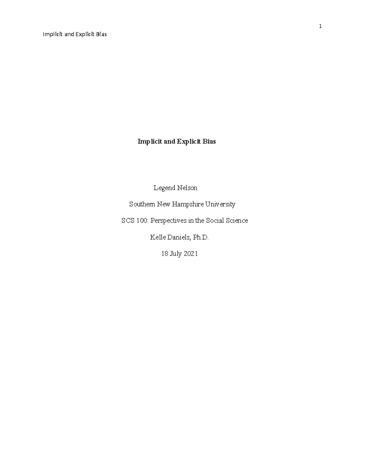 Implicit and Explicit Bias assignment - Implicit and Explicit Bias ...