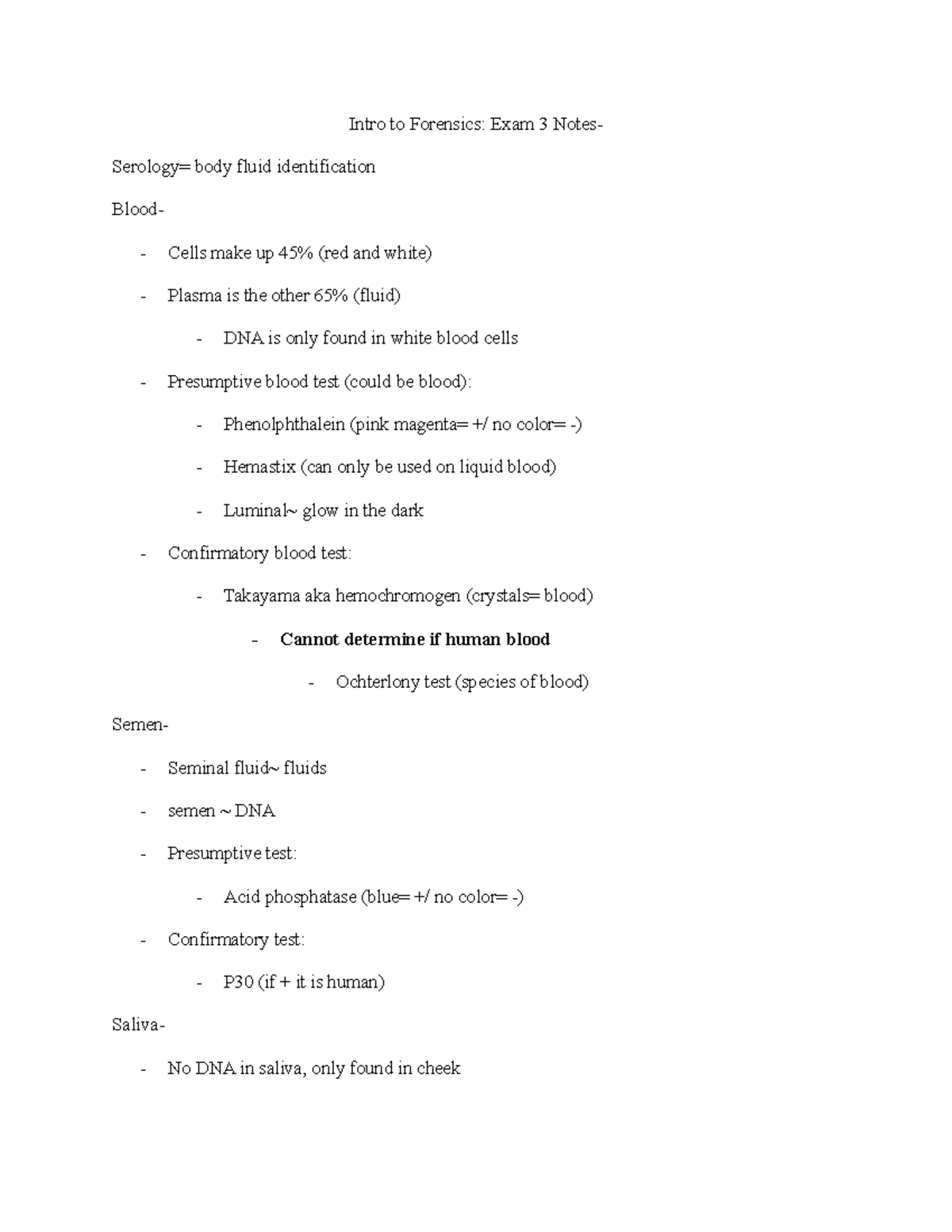 Intro to Forensics- Exam 3 notes - Intro to Forensics: Exam 3 Notes ...