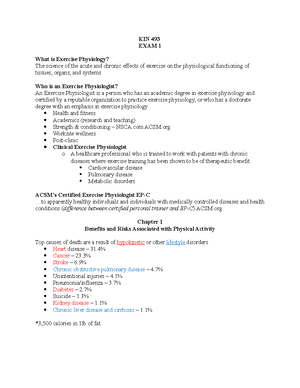 493 Exam 4 Material - KIN 493-002—Fitness Appraisal and Exercise ...