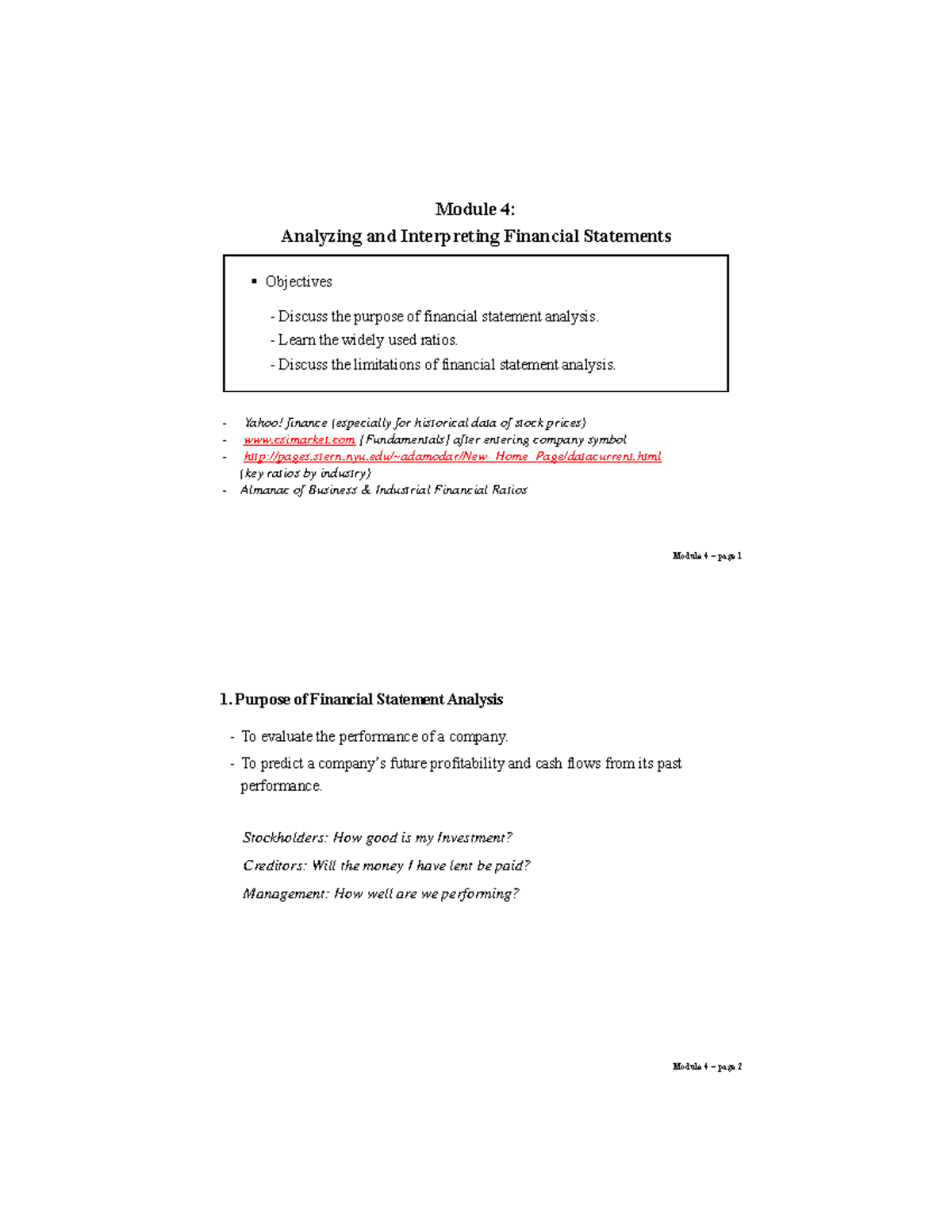 Module 04 with answer keys - Module 4 – page 1 Module 4: Analyzing and ...