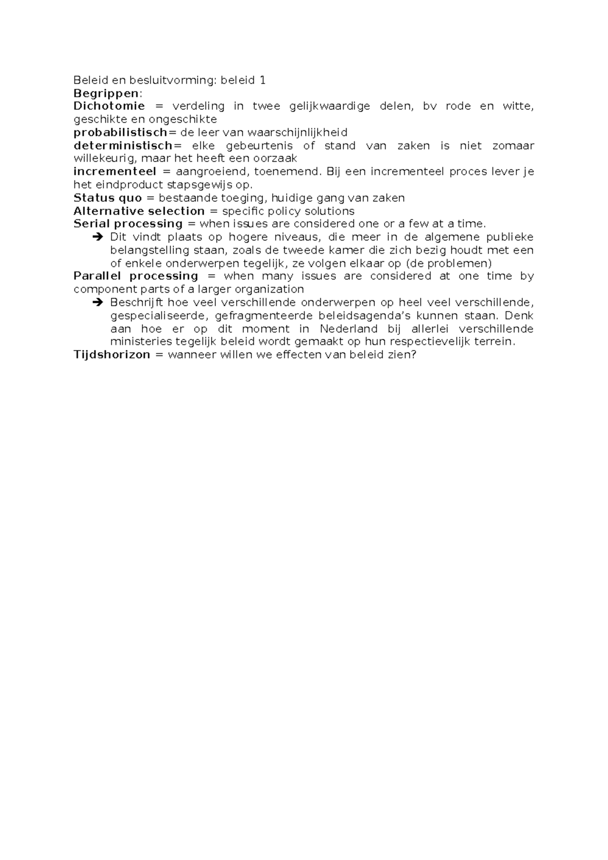 Beleid en besluitvorming - beleid 1 - Beleid en besluitvorming: beleid ...