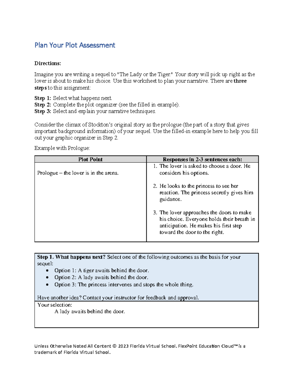 Plan your plot assess rubric - Unless Otherwise Noted All Content ...