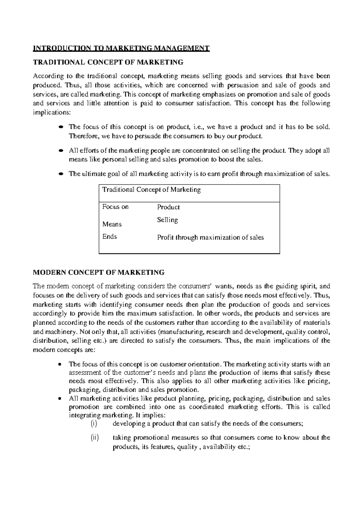 Introduction TO Marketing Management - INTRODUCTION TO MARKETING ...