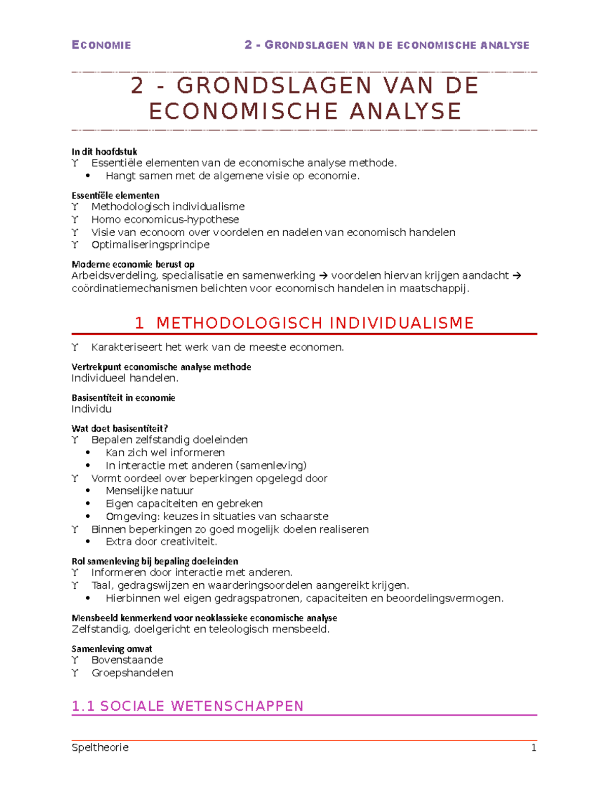 Economie - Samenvatting - 2 - Grondslagen van de economische analyse ...