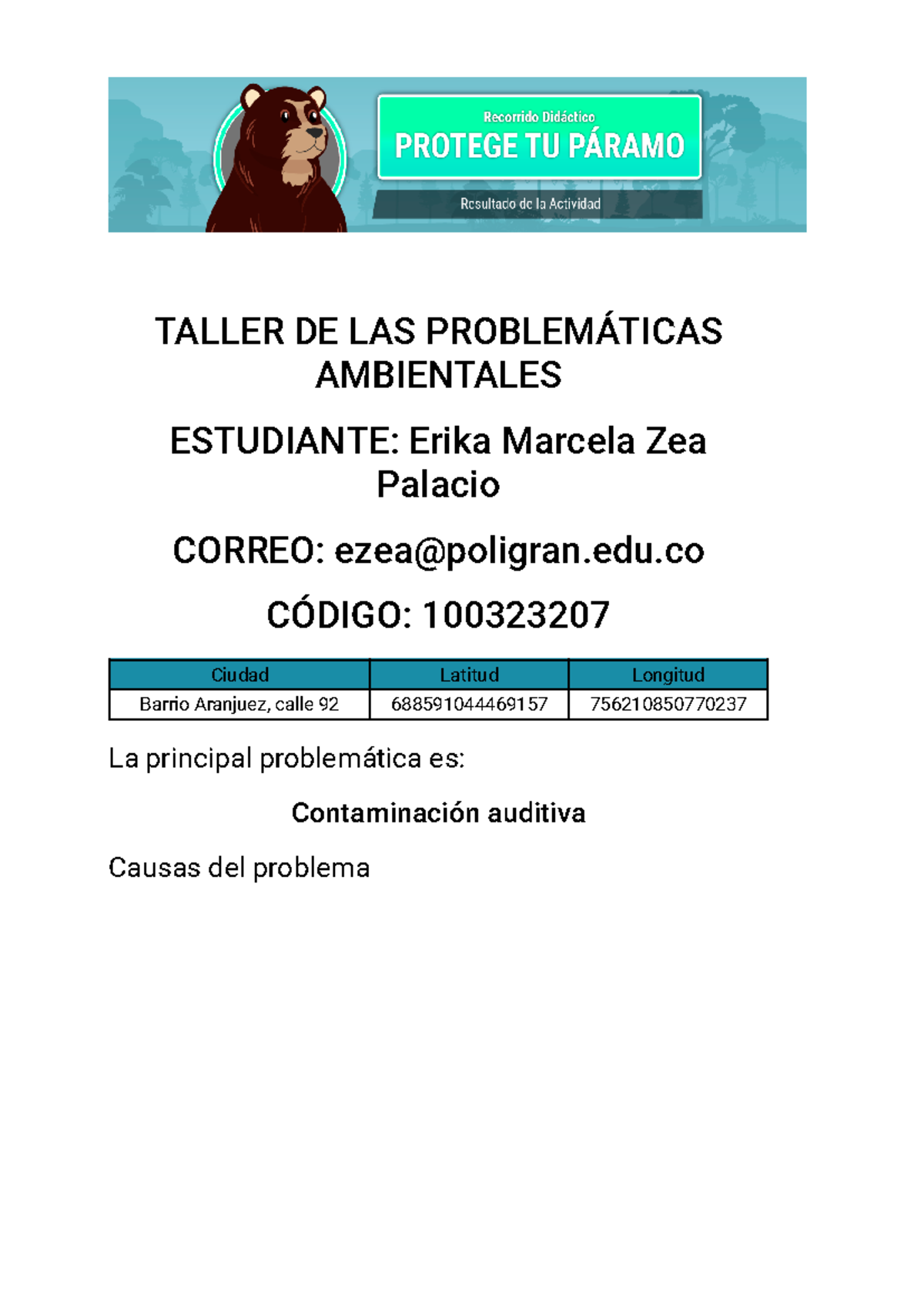 Taller Problematica Erika Marcela Zea Palacio - TALLER DE LAS ...