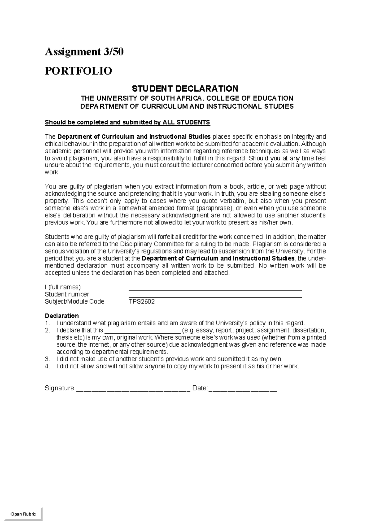 TPS2602 Porfolio Tasks-ASS 3 2024 - Assignment 3/ PORTFOLIO STUDENT ...