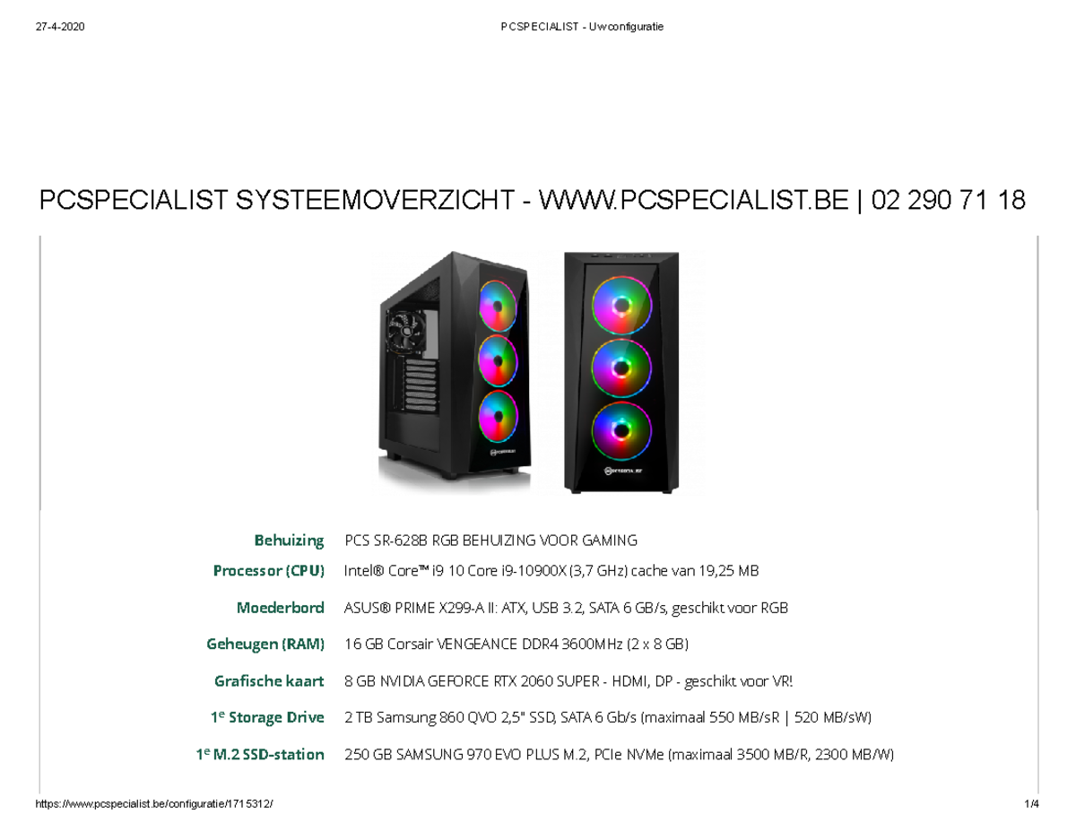 PC 2 - for - PCSPECIALIST SYSTEEMOVERZICHT - WWW.PCSPECIALIST | 02 290 ...