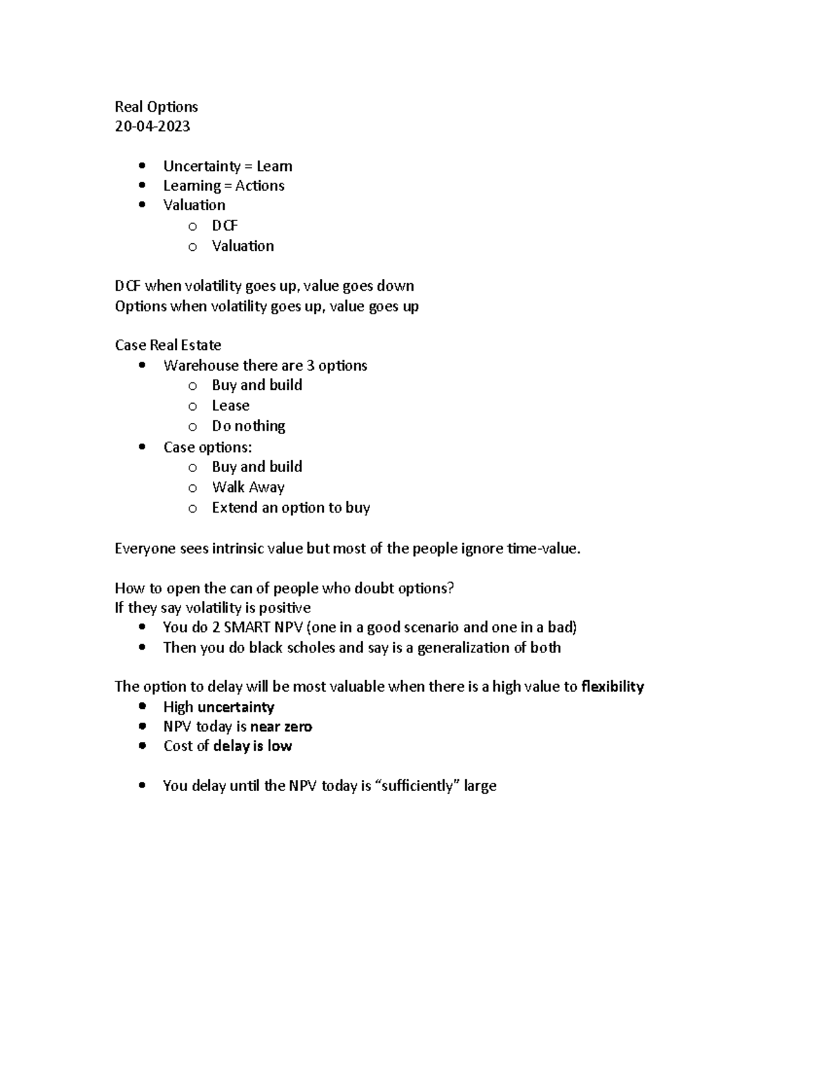 Real Options 20-04 - Real Options 20-04- Uncertainty = Learn Learning ...