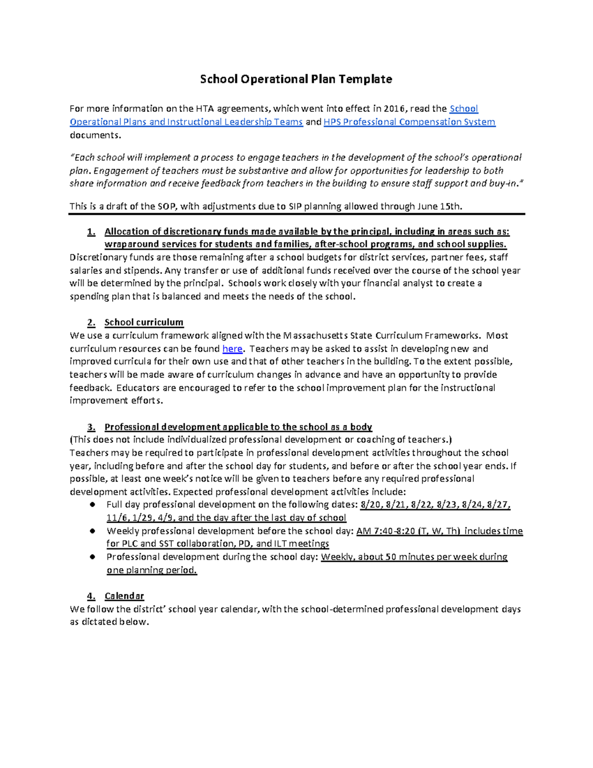 Donahue School Operational Plan SY 18 19 - Training and Development ...