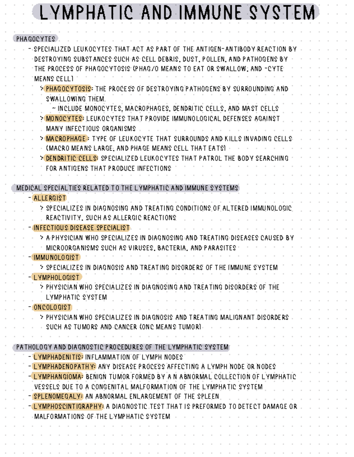 Lymphatic and Immune System 3 - HIMT 1300 - Studocu