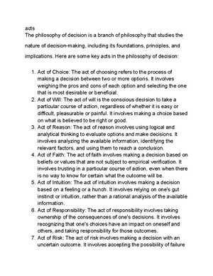 Study guide 4 answers - DEFINITIONS Dutch Book Theorem The Dutch Book ...