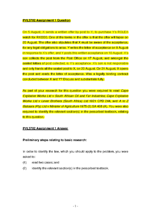 Law of contract - Sample/Example of a Suretyship Agreement - PVL3702 ...