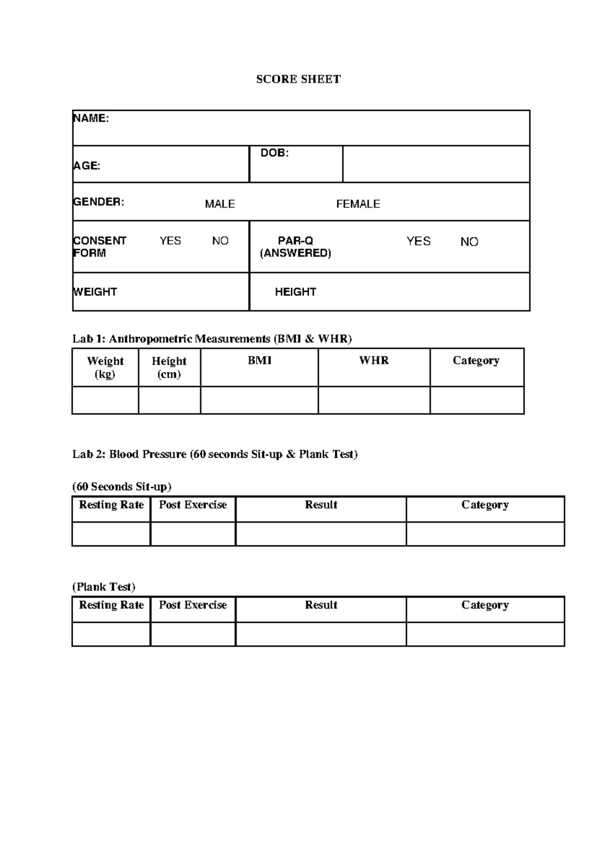 Score Sheet - perniagaan- 3000 - SCORE SHEET Lab 1: Anthropometric ...