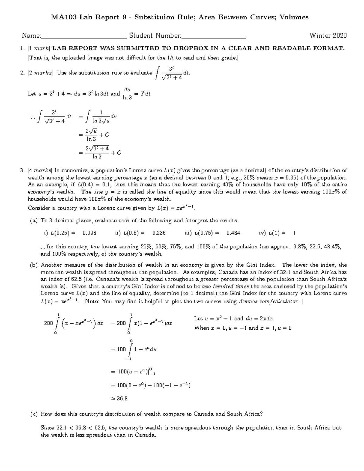 Ma103 Lab material For students - Calculus I - WLU - StuDocu
