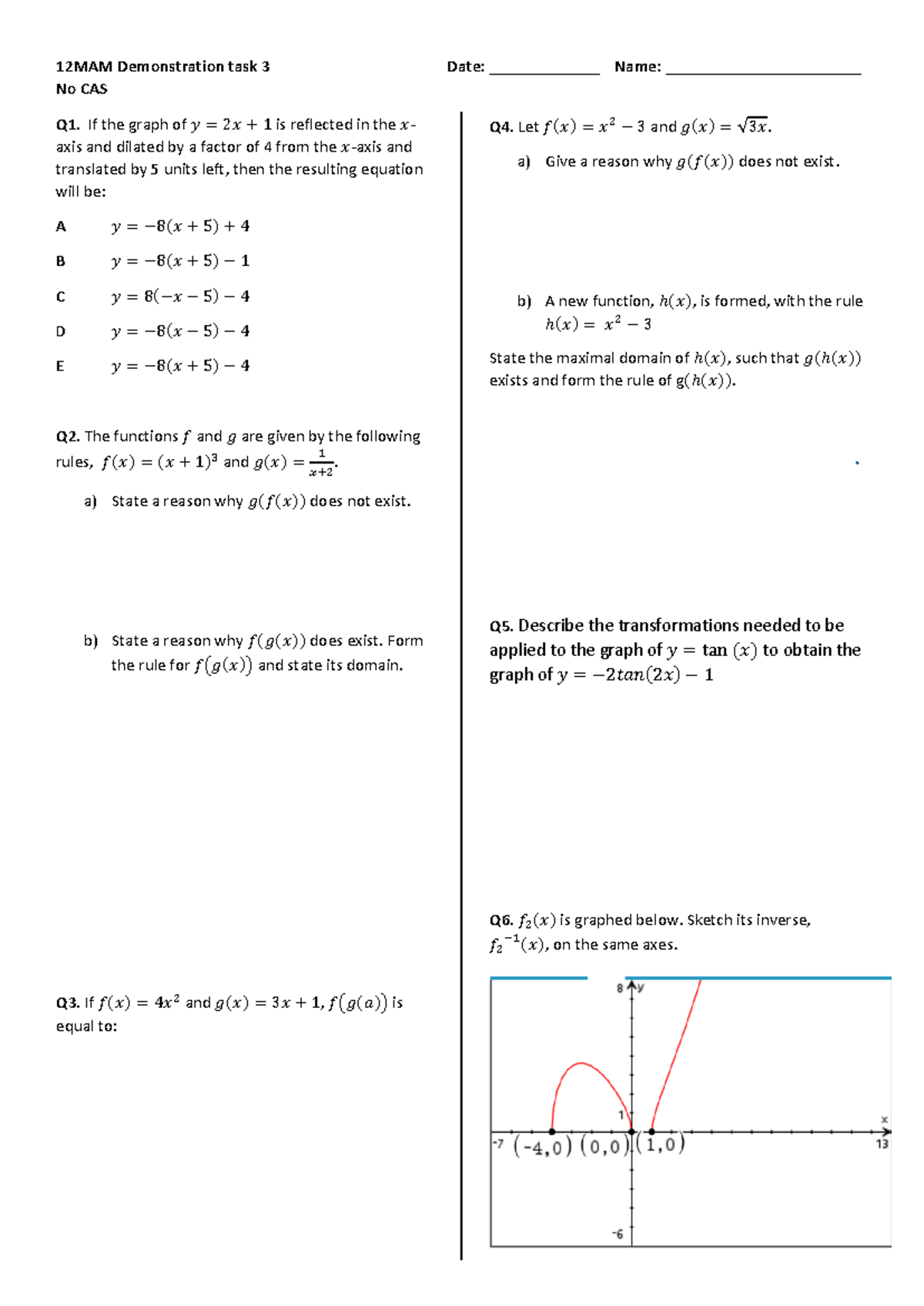 Demonstration task 3 - Revision for chater 3 - 12MAM Demonstration task ...