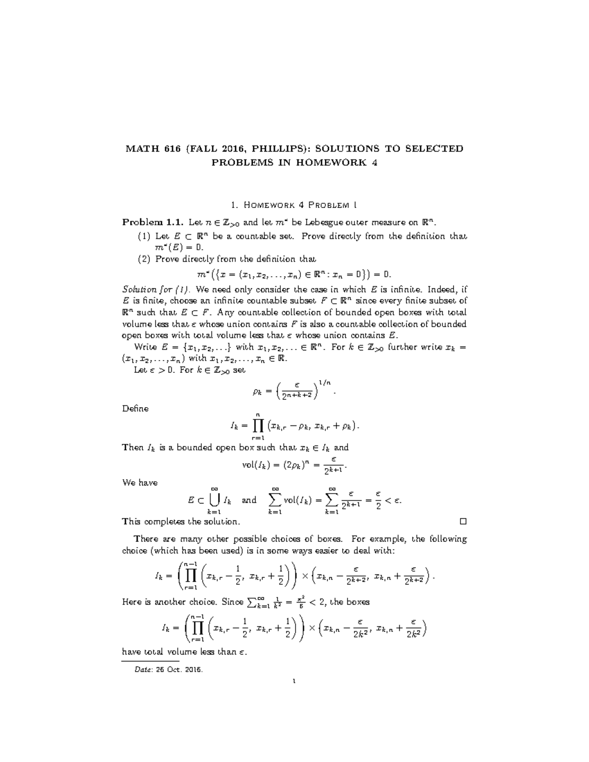 616 F16 HW04 Soln - Homework assignment 4 - MATH 616 (FALL 2016, PHILLIPS): SOLUTIONS TO ...