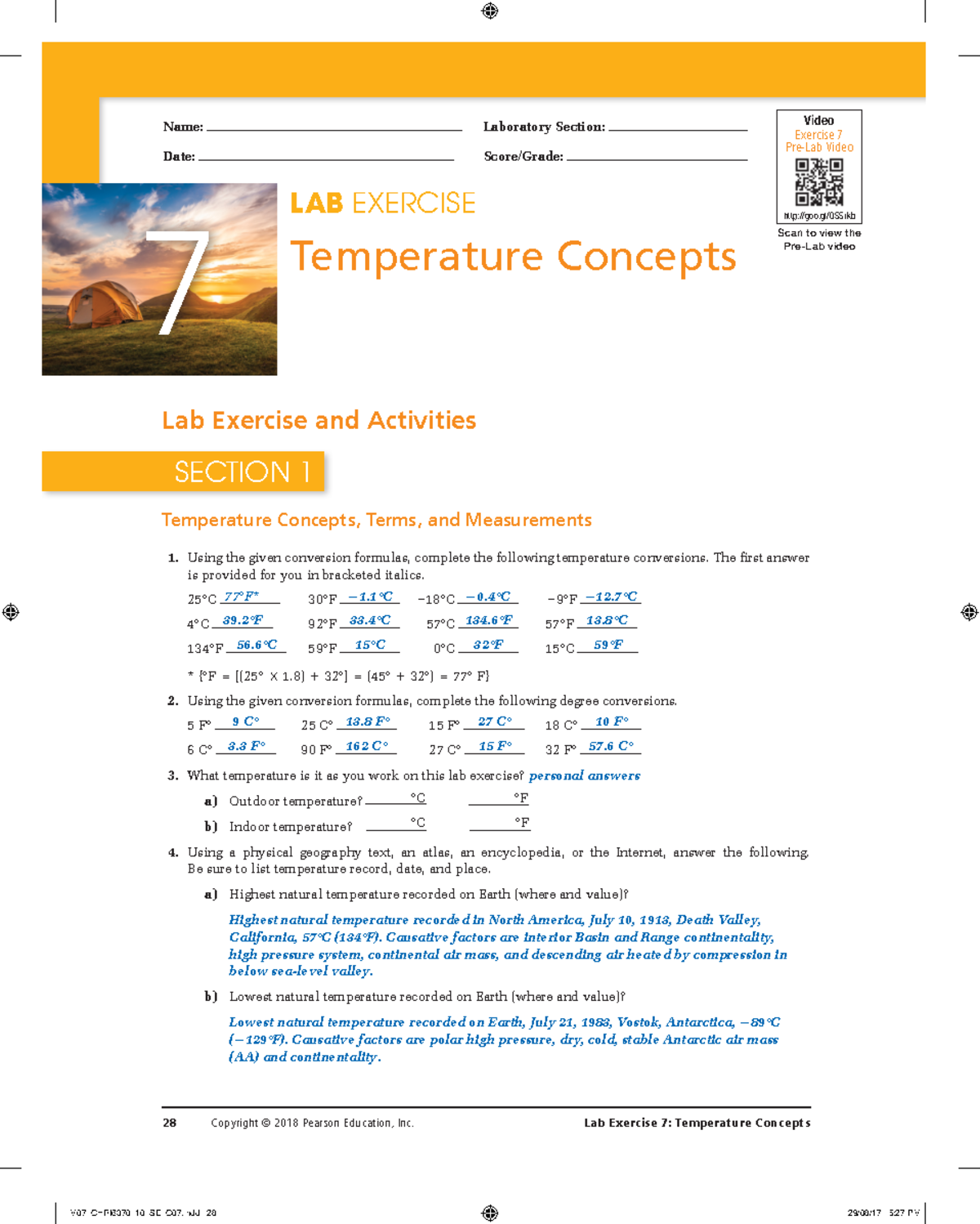 GHY 104L LAB 7-8 - Temperature concepts and temperature patterns - Name ...