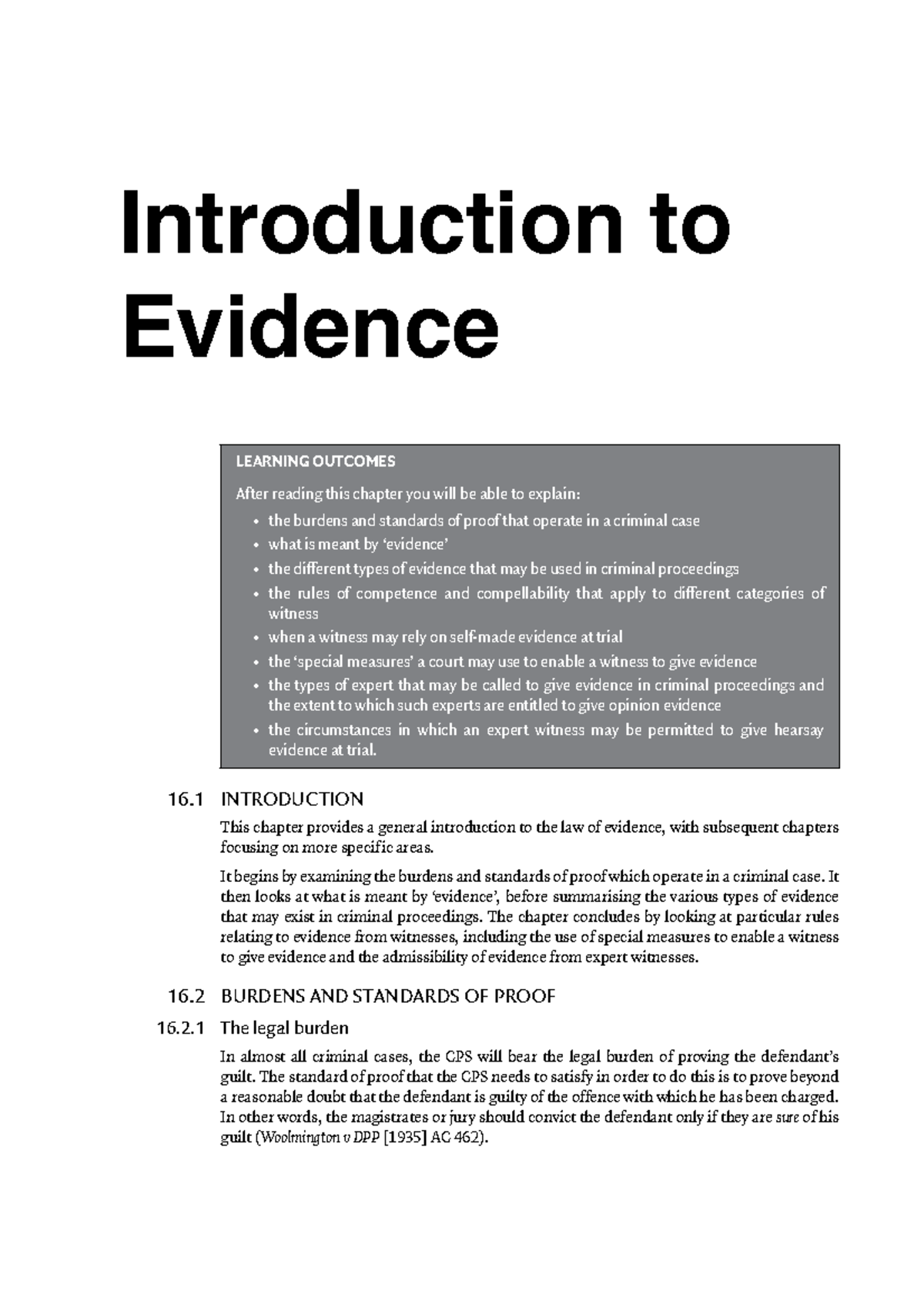 Introduction to Evidence - It begins by examining the burdens and ...