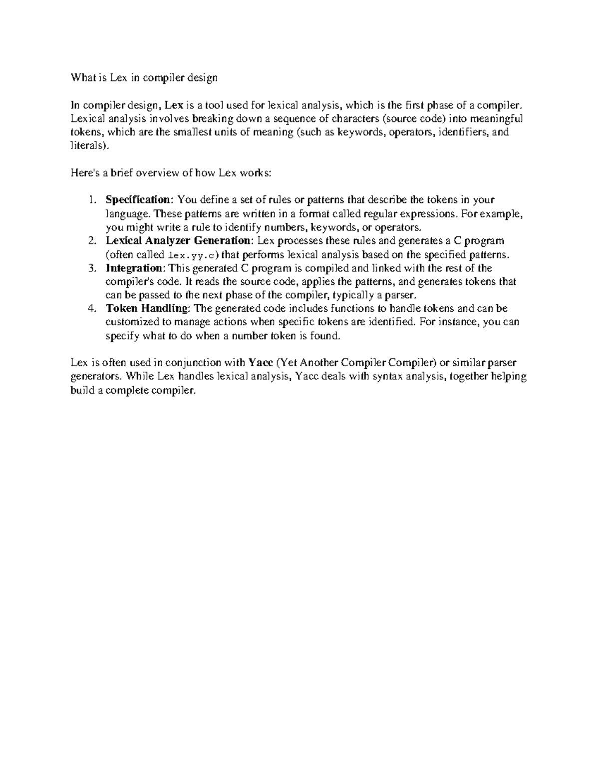 Lex - lab manual - What is Lex in compiler design In compiler design ...