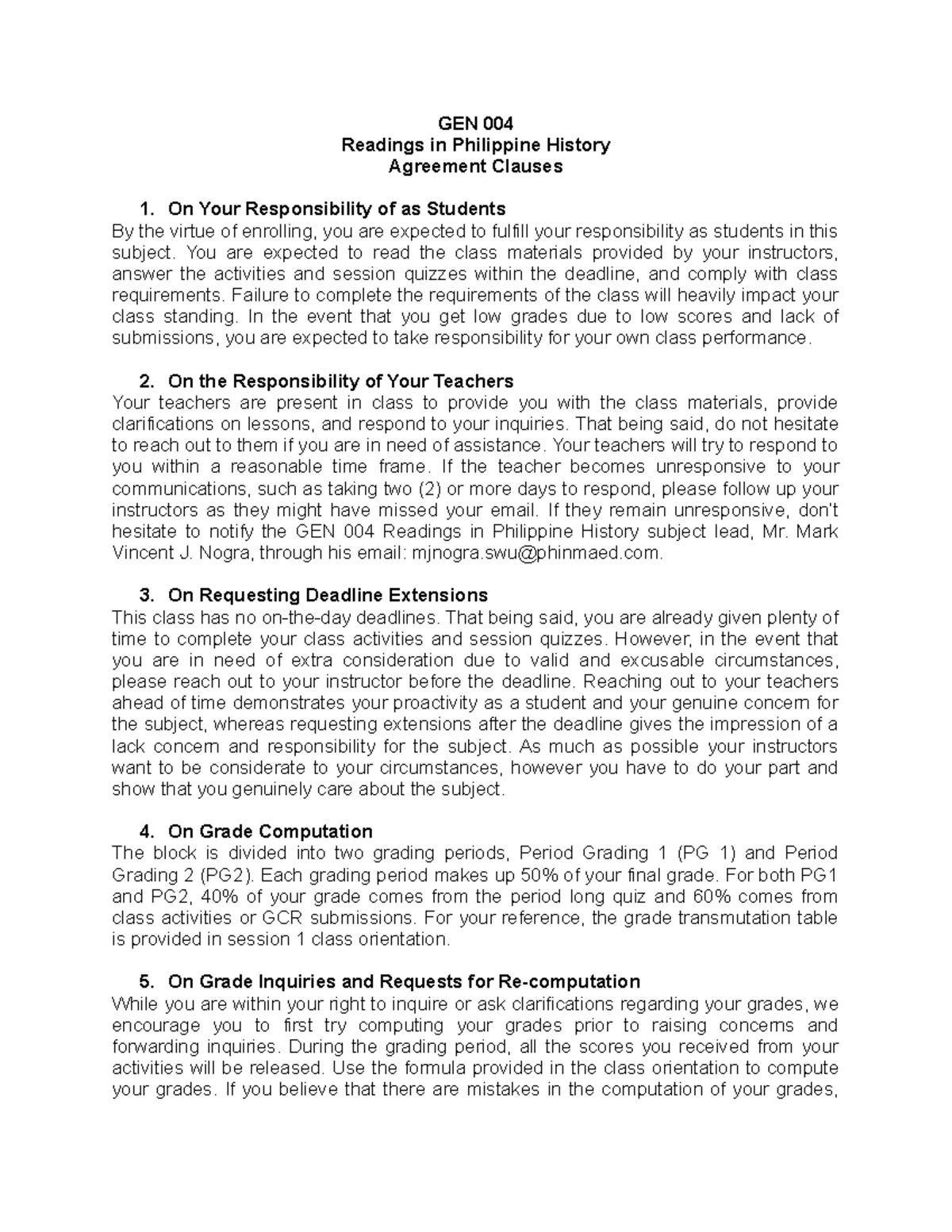 GEN 004 Agreement - Nothing - GEN 004 Readings in Philippine History ...