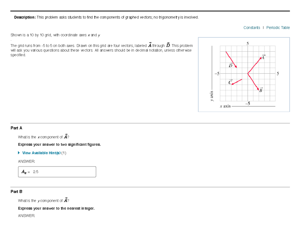 Mastering Physics Components of Vectors - Description: This problem ...