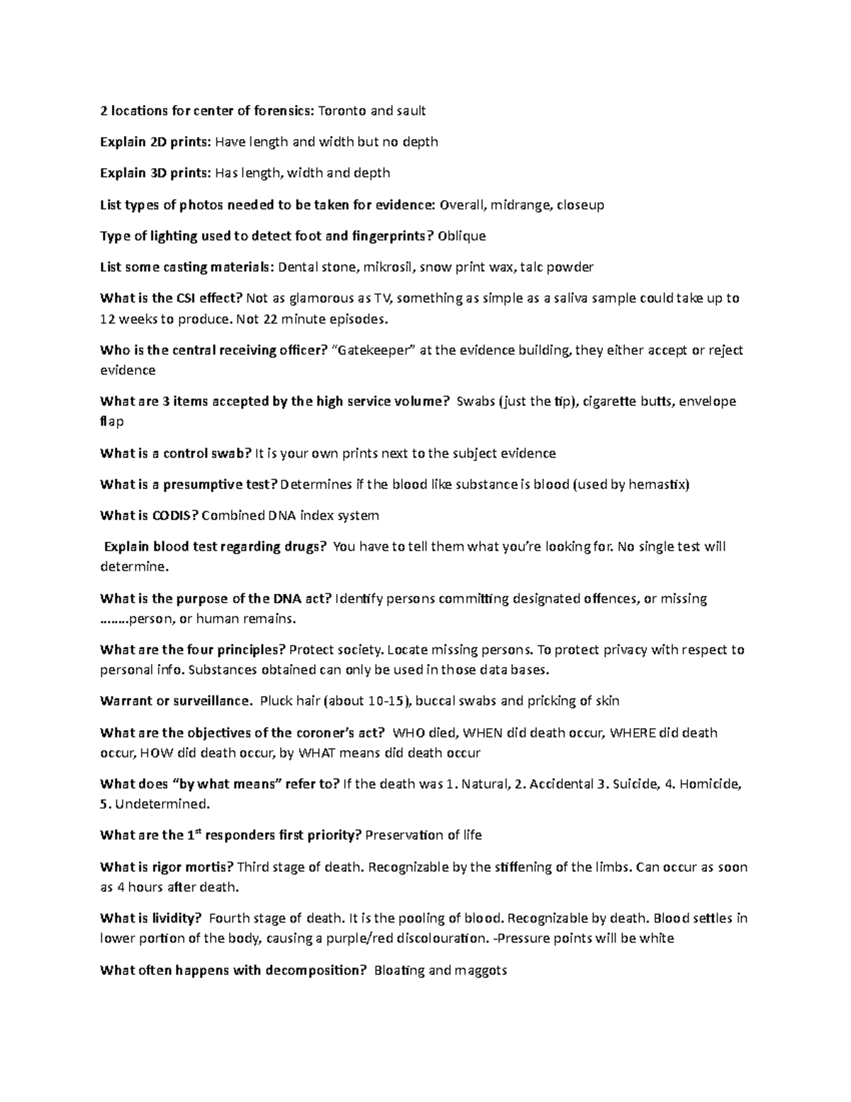 Evidence test - 2 locations for center of forensics: Toronto and sault ...