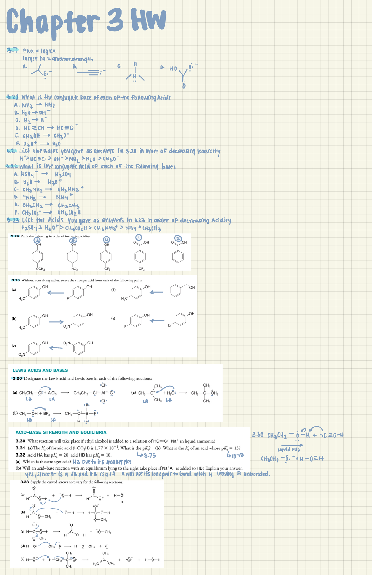 CH3 Hw - Organic Chemistry Chapter Homework - DIRCAPHEN BS AN 3 PKa = 10pk large ka = greater ...