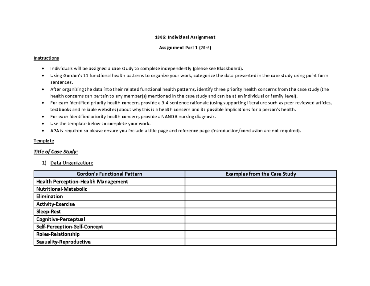 Assignment Part 1 1006 Instructions and Rubric - 1006: Individual Assignment Assignment Part 1 ...