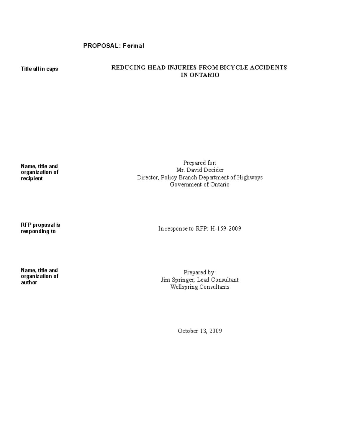 Formal Proposal Example For College - PROPOSAL: Formal REDUCING HEAD ...