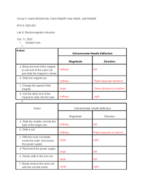 Physics 2 Lab 2 - Intro to Electric Potential - I. Separating Charges a ...