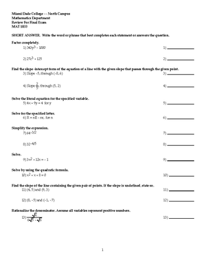 MAT 1033 Review Quiz 6 Answers - MAT1033 - Studocu