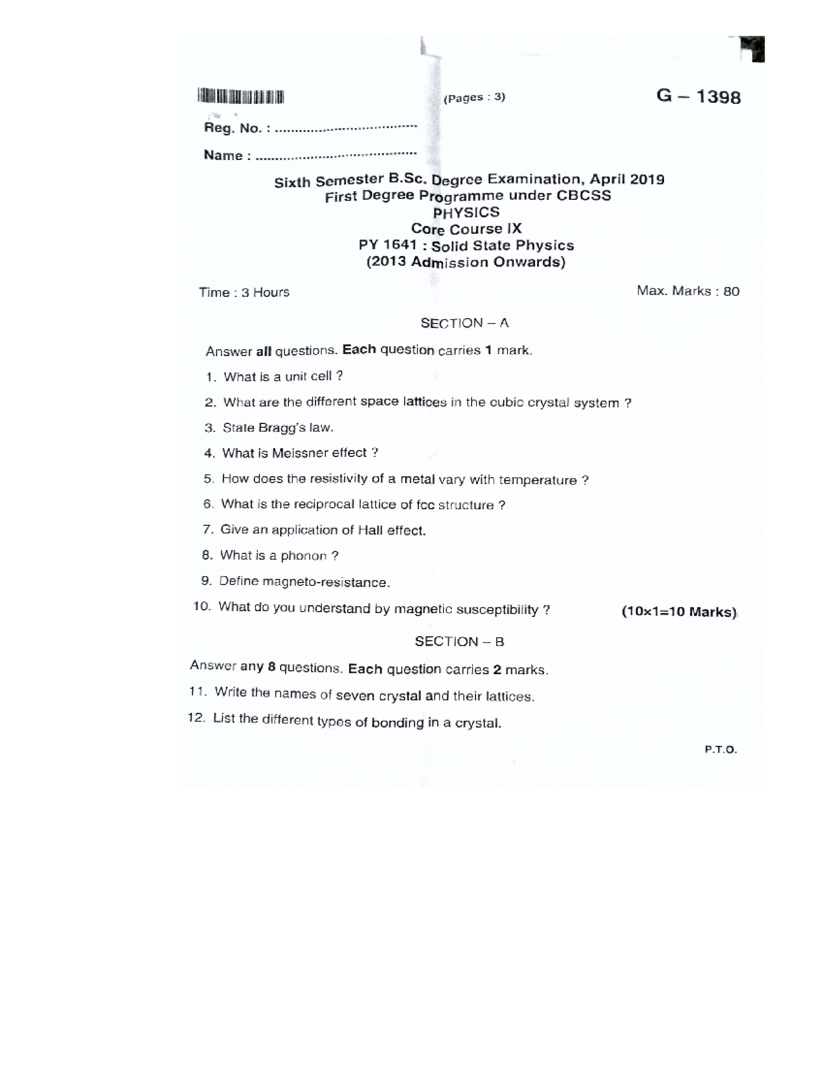 5 6194912058673202632 - ANSWER KEY Sixth Semester B. Degree Examination ...