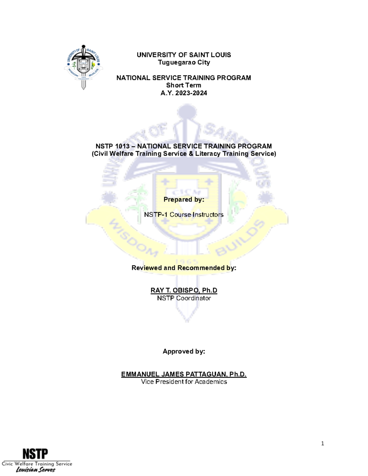 Module 7-1 - CFED - UNIVERSITY OF SAINT LOUIS Tuguegarao City NATIONAL ...