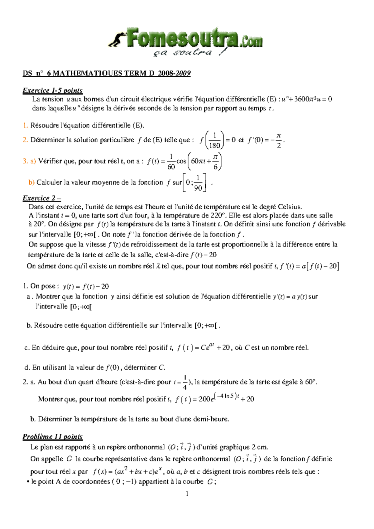 61295183096 dddevoir 13 de maths niveau terminale d - 1 DS n° 6 ...