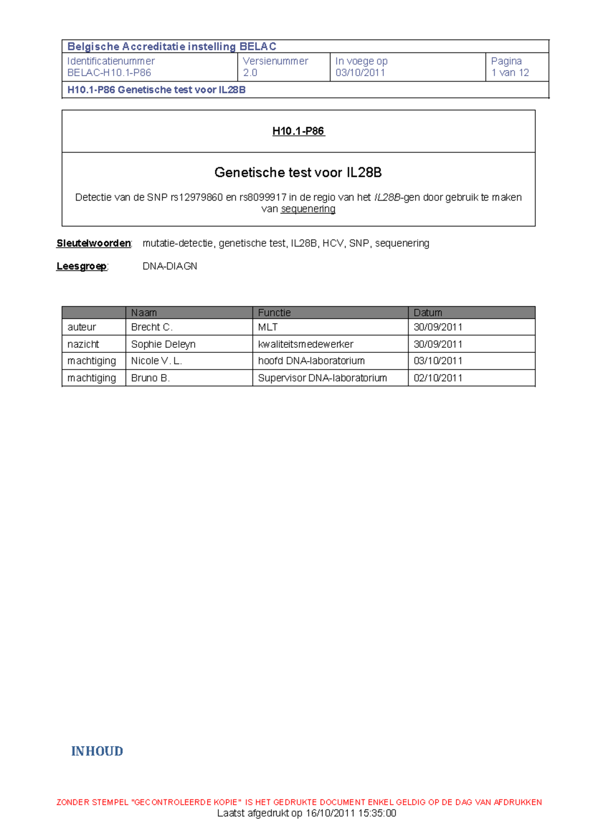 Voorbeeld goede SOP - Identificatienummer BELAC-H10-P Versienummer 2 ...