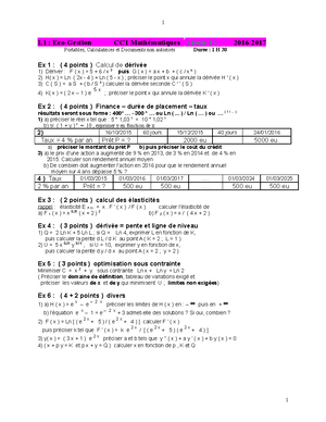 L1 Maths Correction CC2 21-22 - L1 : Eco-Gestion CC2 Mathématiques ...