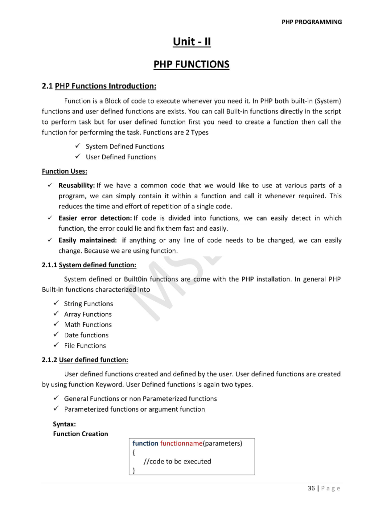 UNIT II - PHP Programming UNIT II - PHP PROGRAMMING Unit II PHP ...