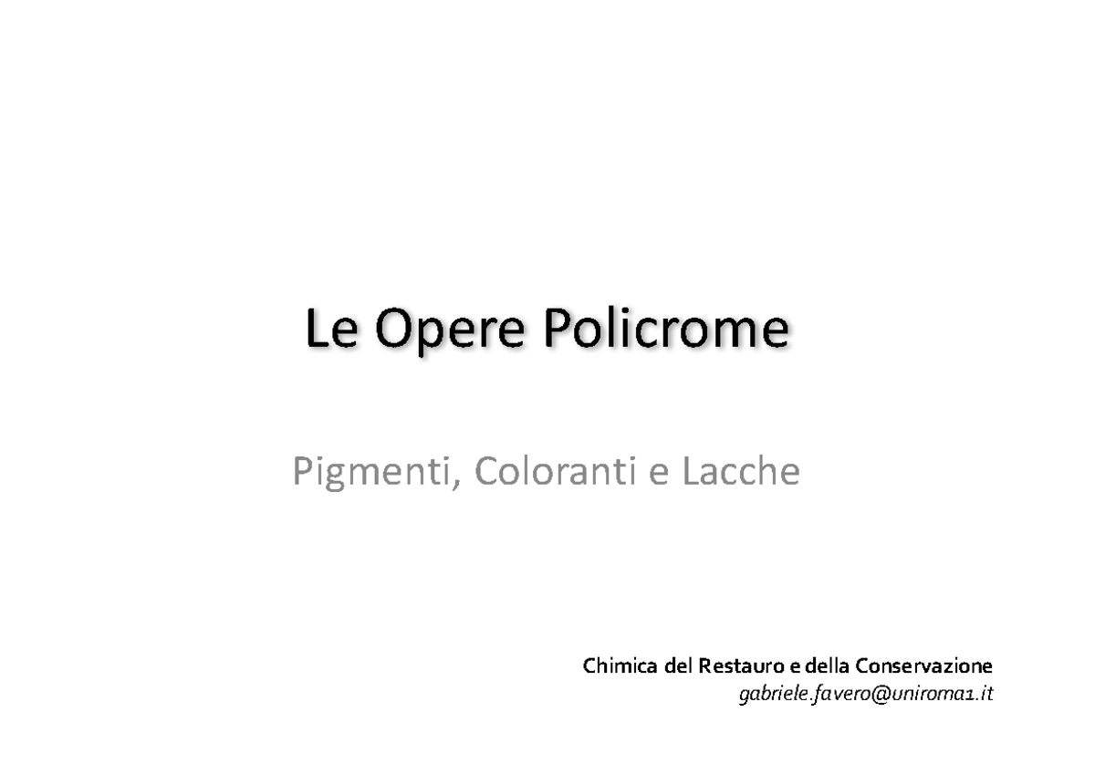 02 - Le Opere Policrome - Pigmenti - Le Opere Policrome Pigmenti ...