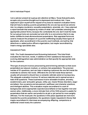 UNIT 2 Project PSYC-301 - Unit 2 Individual Project I just decided my ...