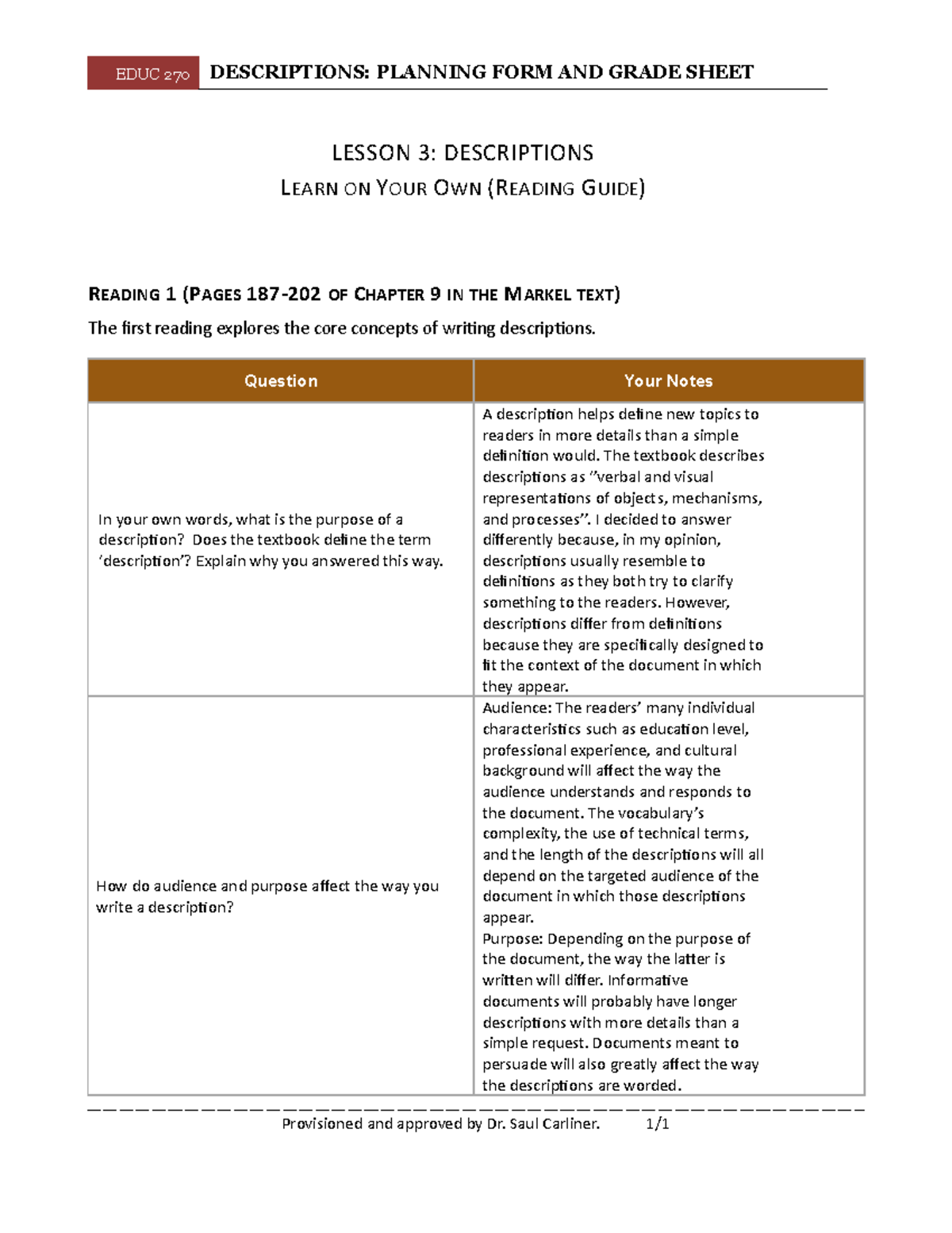 L3 planning form - EDUC 270 DESCRIPTIONS: PLANNING FORM AND GRADE SHEET ...