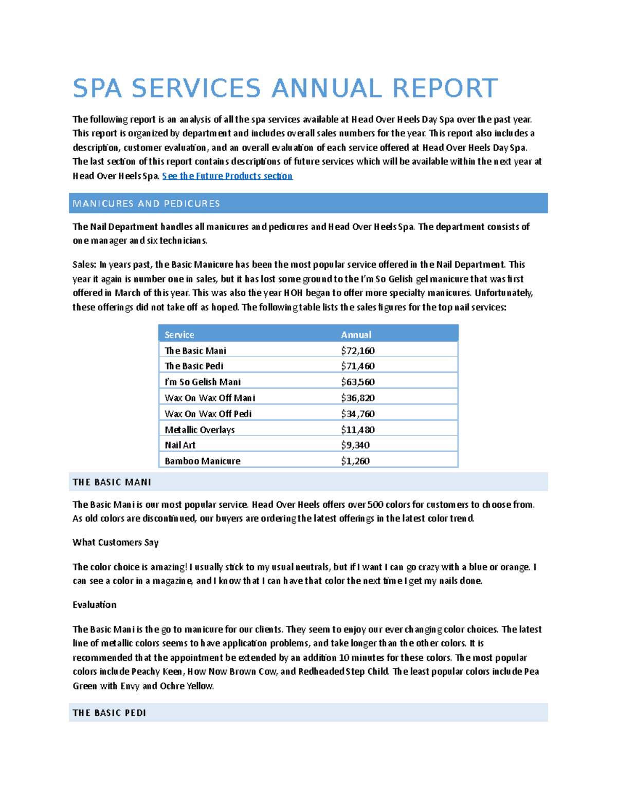 Wd3-14-Spa Product Report - SPA SERVICES ANNUAL REPORT The following ...