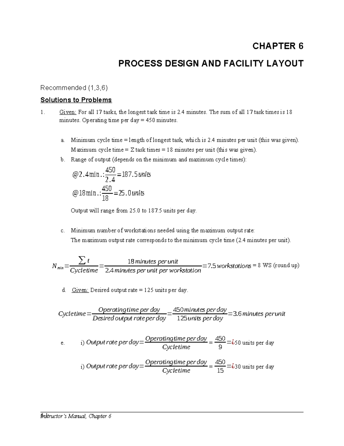 Chapter 6. Answers to problems - CHAPTER 6 PROCESS DESIGN AND FACILITY ...