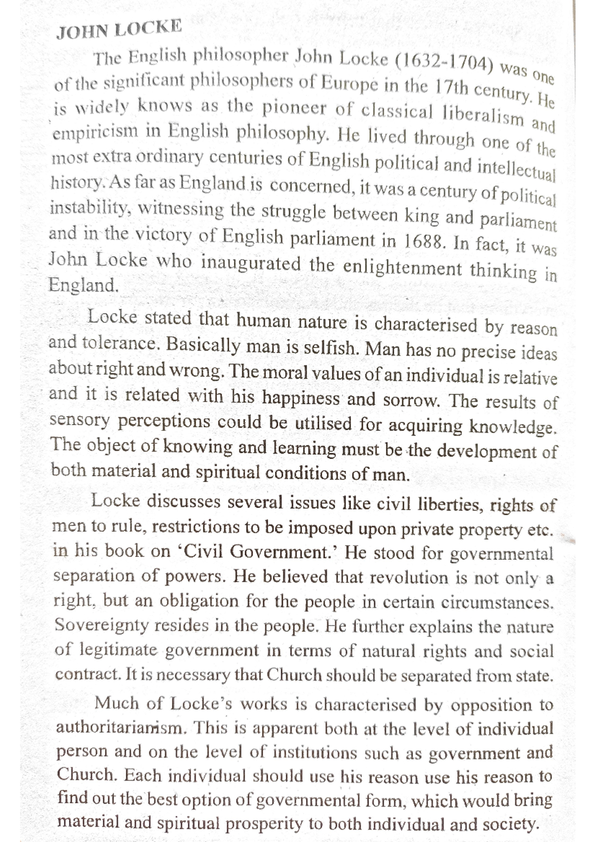 JOHN Locke - The English philosopher - Mordern world history - Studocu