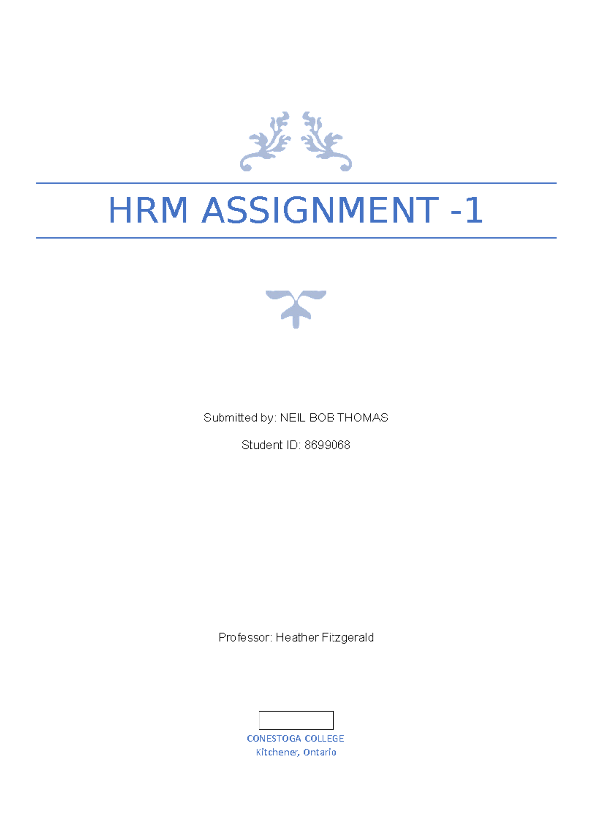 Bell Canada HR Assignment - HRM ASSIGNMENT - Submitted by: NEIL BOB ...