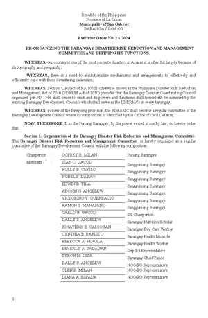 Eo-bdrrm - none - Republic of the Philippines Province of La Union ...