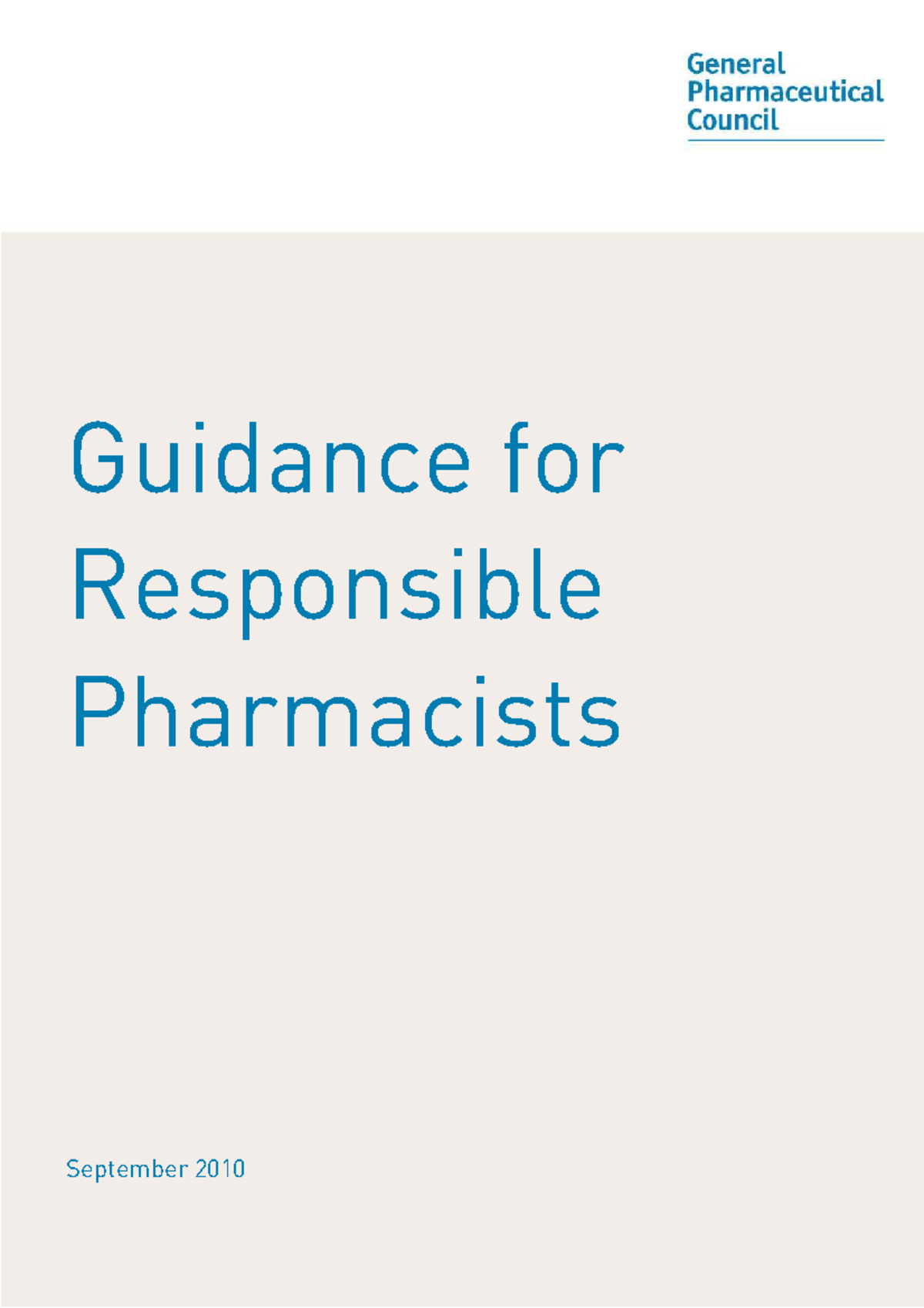 Responsible Pharmacist Guidance - Guidance for Responsible Pharmacists ...