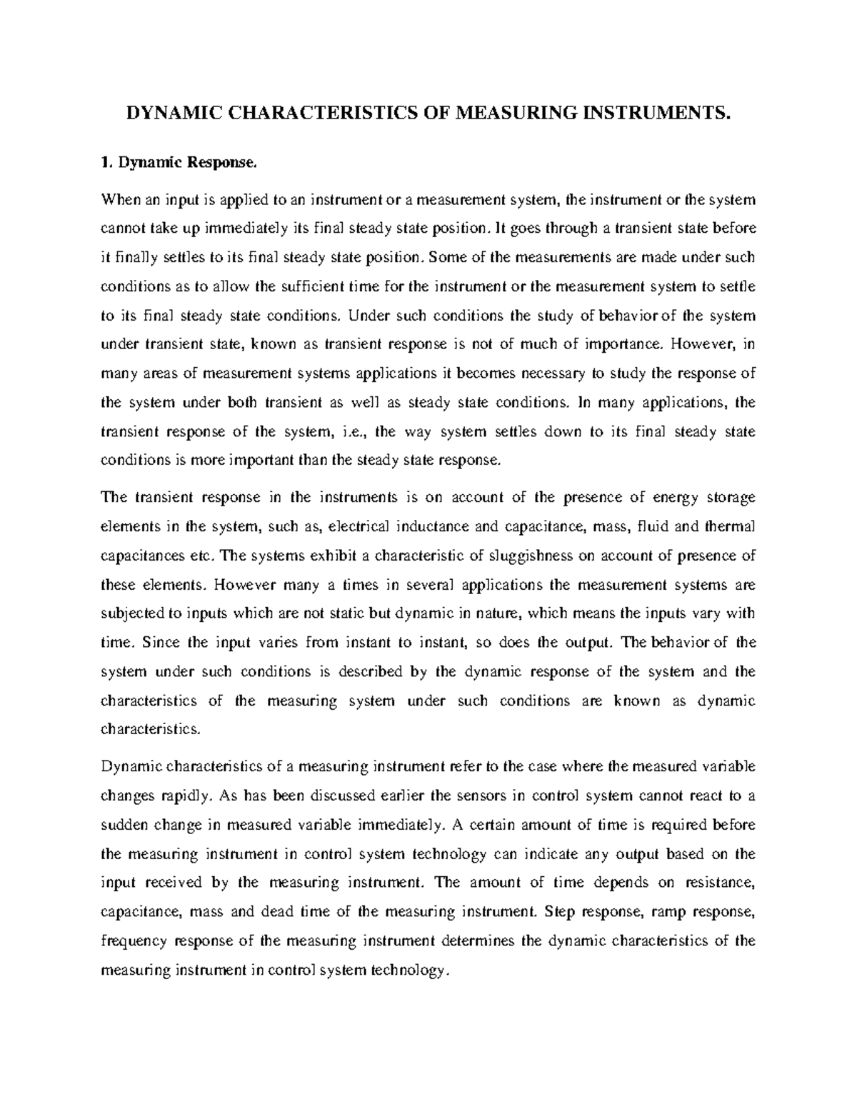 2.3.- Dynamic Characteristics OF Measuring Instruments (Material de ...