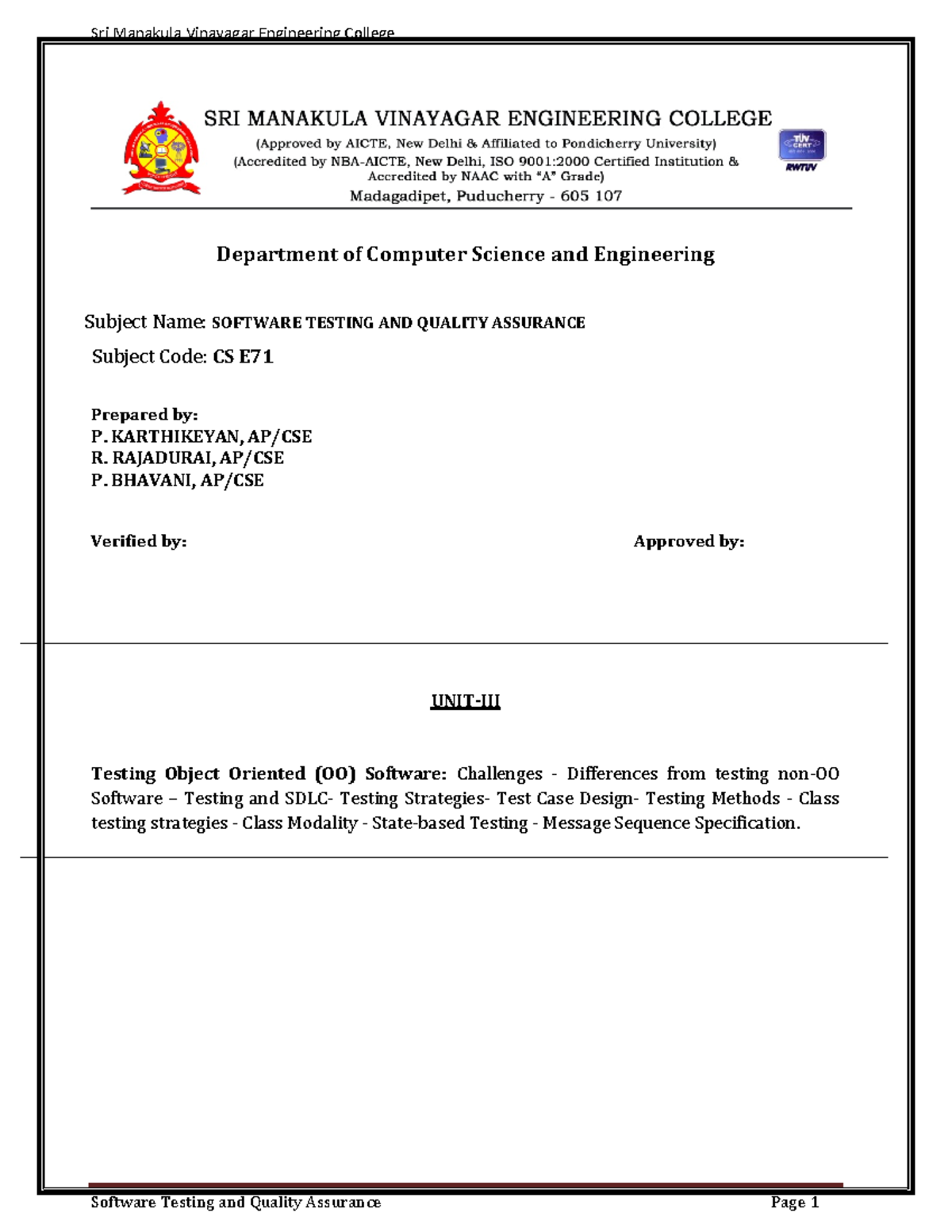 Unit Iii Testing Object Oriented Oo Software Challenges Differences From Testing