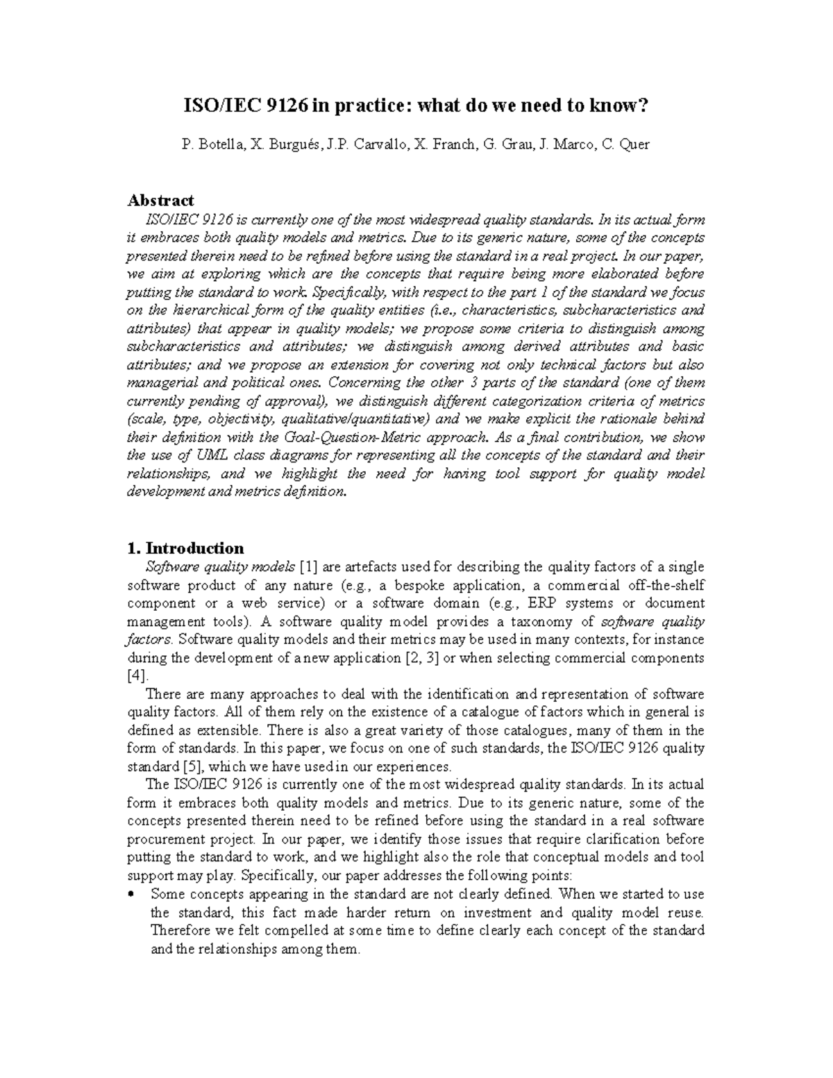 Isoiec 9126 in practice what do we need to know - - Studocu