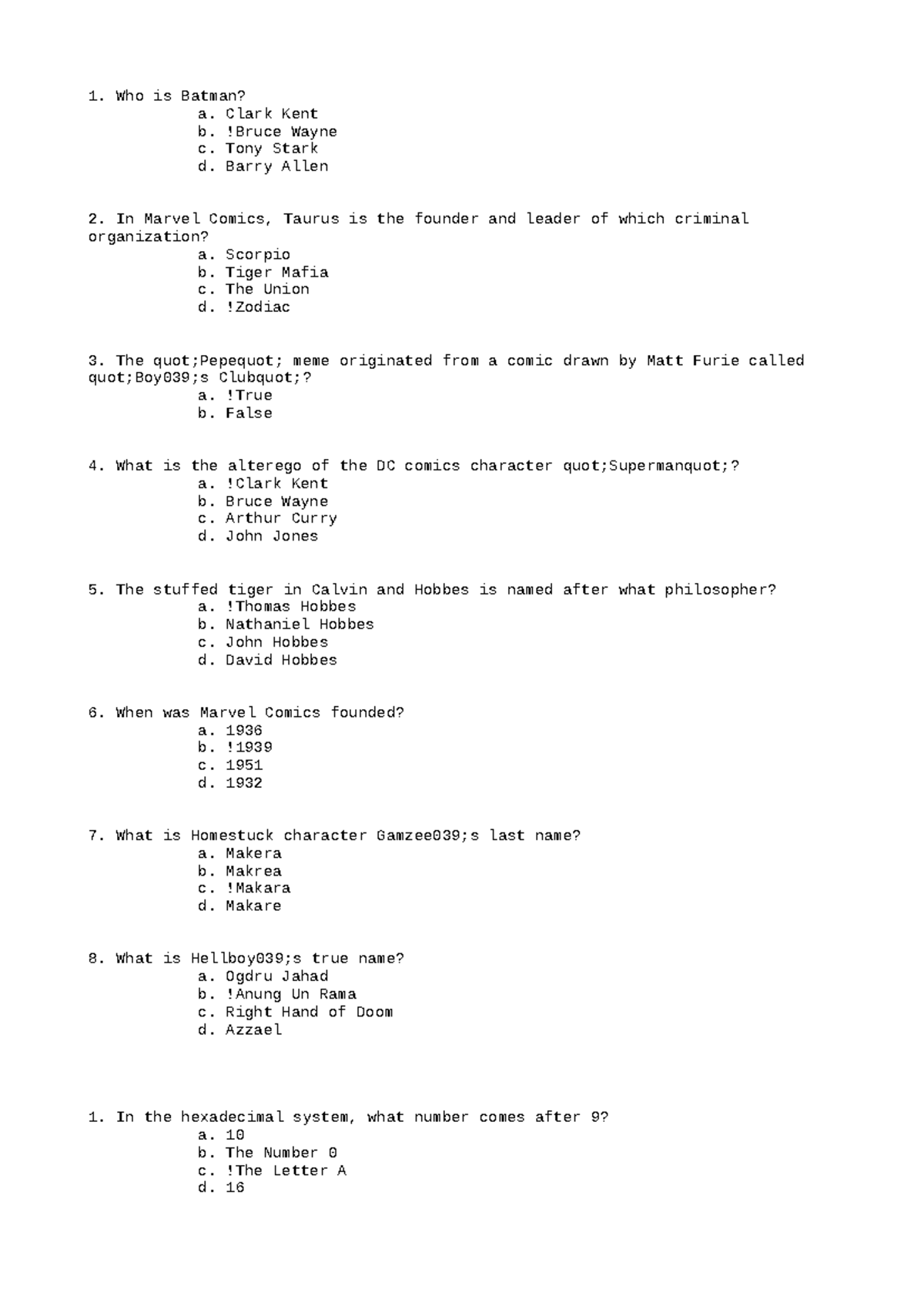 DANC172 Notes Winter 2021 5 - Who is Batman? a. Clark Kent b. !Bruce ...